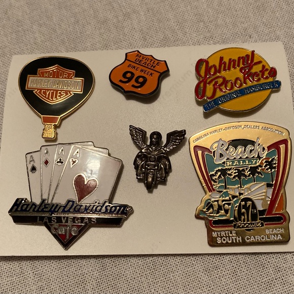 Harley-Davidson | Accessories | 9s Vintage Set Of Biker Pins | Poshmark